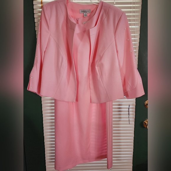 Danillo | Dresses | Danillo Woman Dress Jacket Suit Pink Plus Size 4w Sheath Dress Open Jacket ...